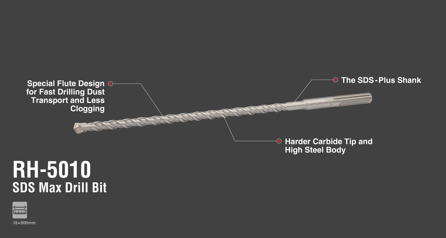 مته پنج شیار 500*16 - RH-5010 [مشخصات کامل]