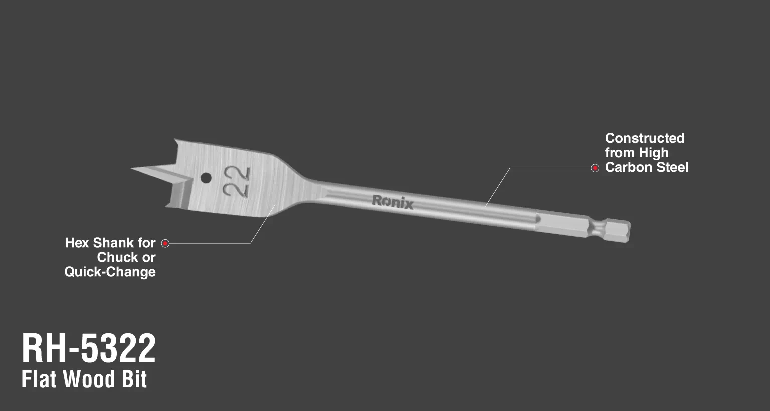 مشخصات مته برگی 22 میلی‌متری تیتانیوم - RH-5322 | Ronix Iran